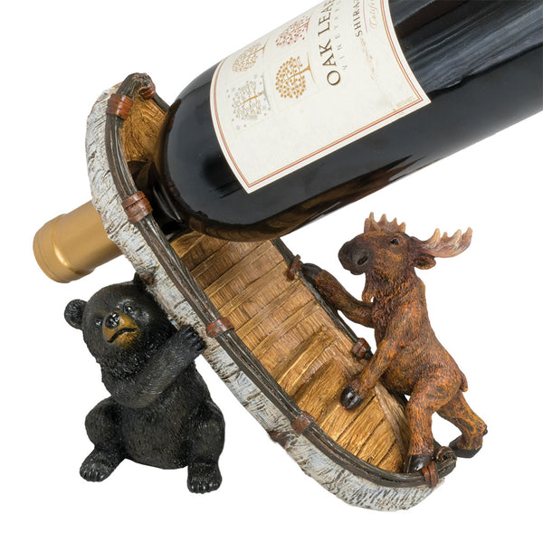 Moose and Bear with Canoe Wine Bottle Holder – Mooseville